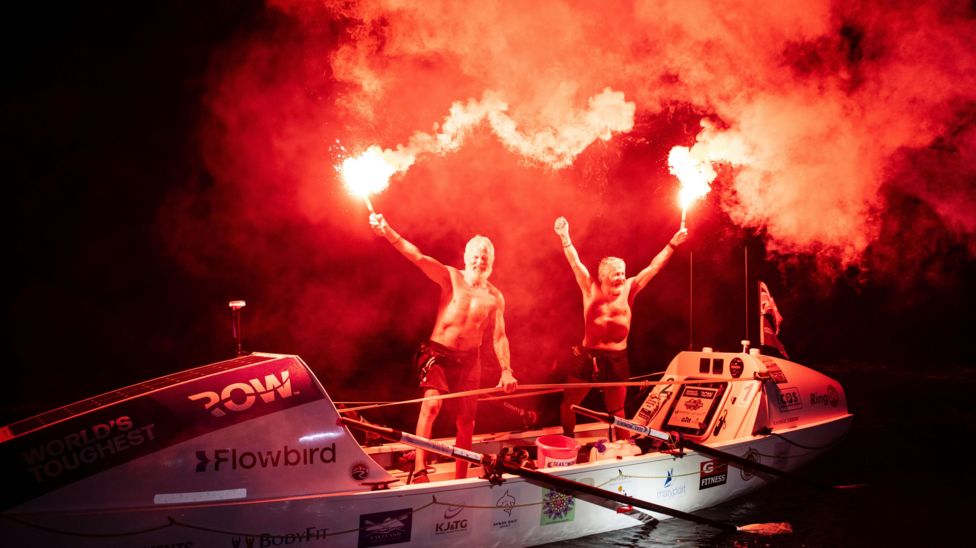 Friends complete World's Toughest Row across Atlantic in 70 days - BBC News