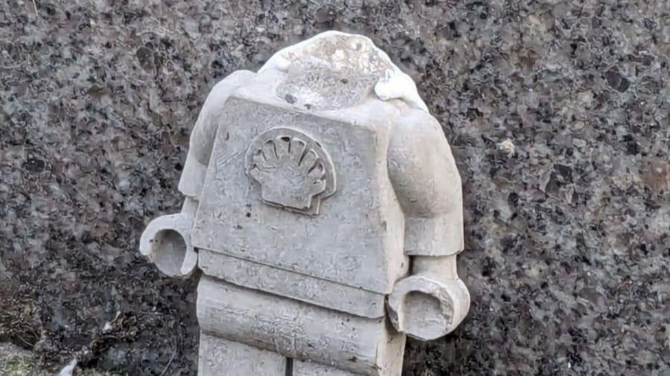 Lego-inspired figures made from concrete hidden around Aberdeen - BBC News
