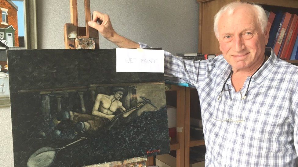 Pitman turned artist Bob Olley donates paintings to museum - BBC News