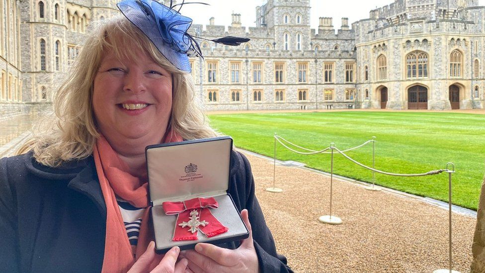Shropshire mother inspired at receiving MBE from Princess Anne - BBC News