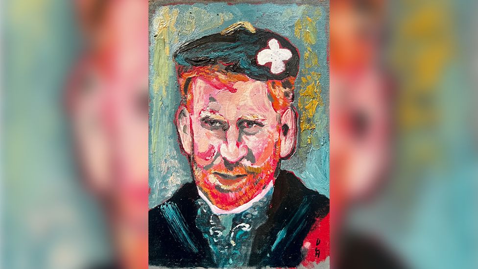 Prince Harry and Meghan Markle painted as historic figures - BBC News