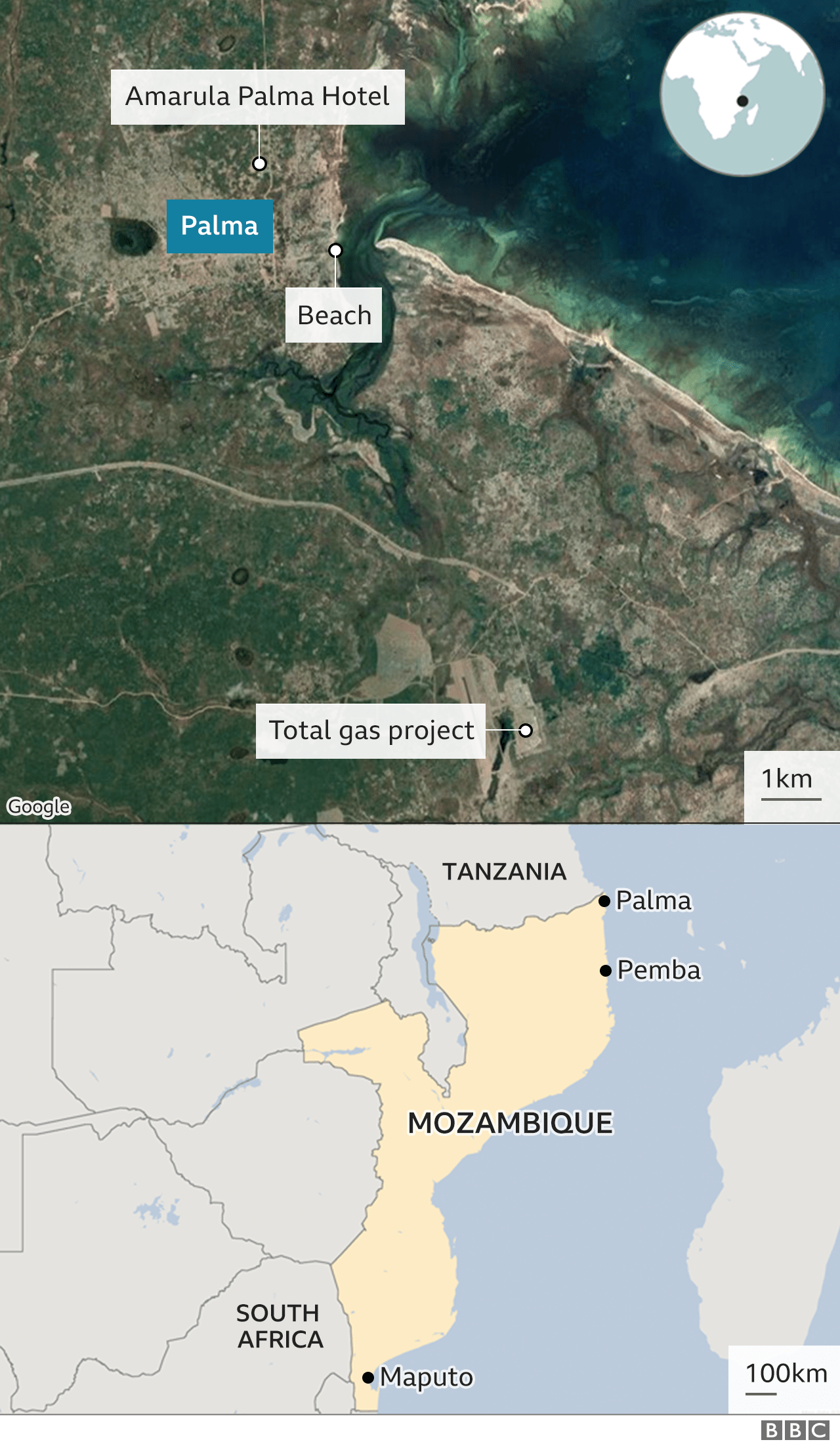 Mozambique gas project: Total halts work after Palma attacks - BBC News