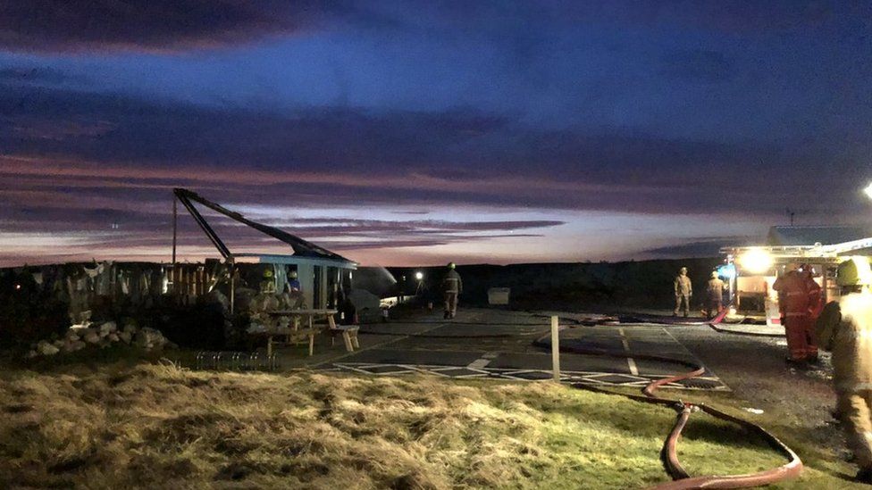Fire destroys Galson Estate Trust's HQ in Lewis - BBC News