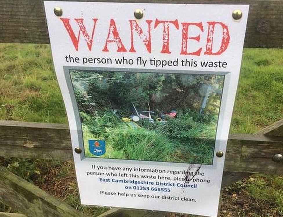 'Wanted' poster over Ely fly-tipped children's toys - BBC News