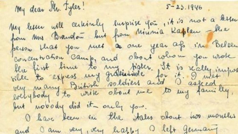 Holocaust Memorial Day: Letter exhibition recounts WWII act of kindness ...