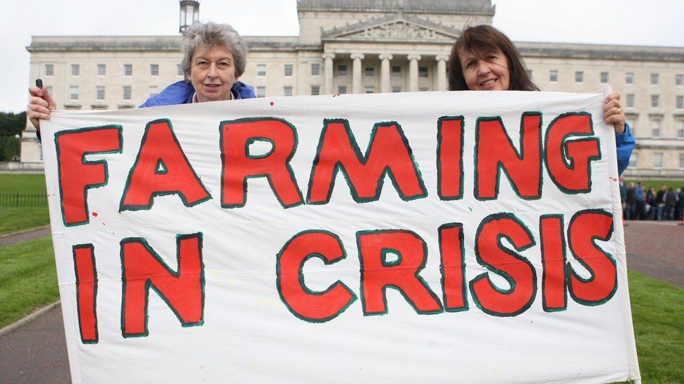 Stormont farming protest hears of volatile prices - BBC News