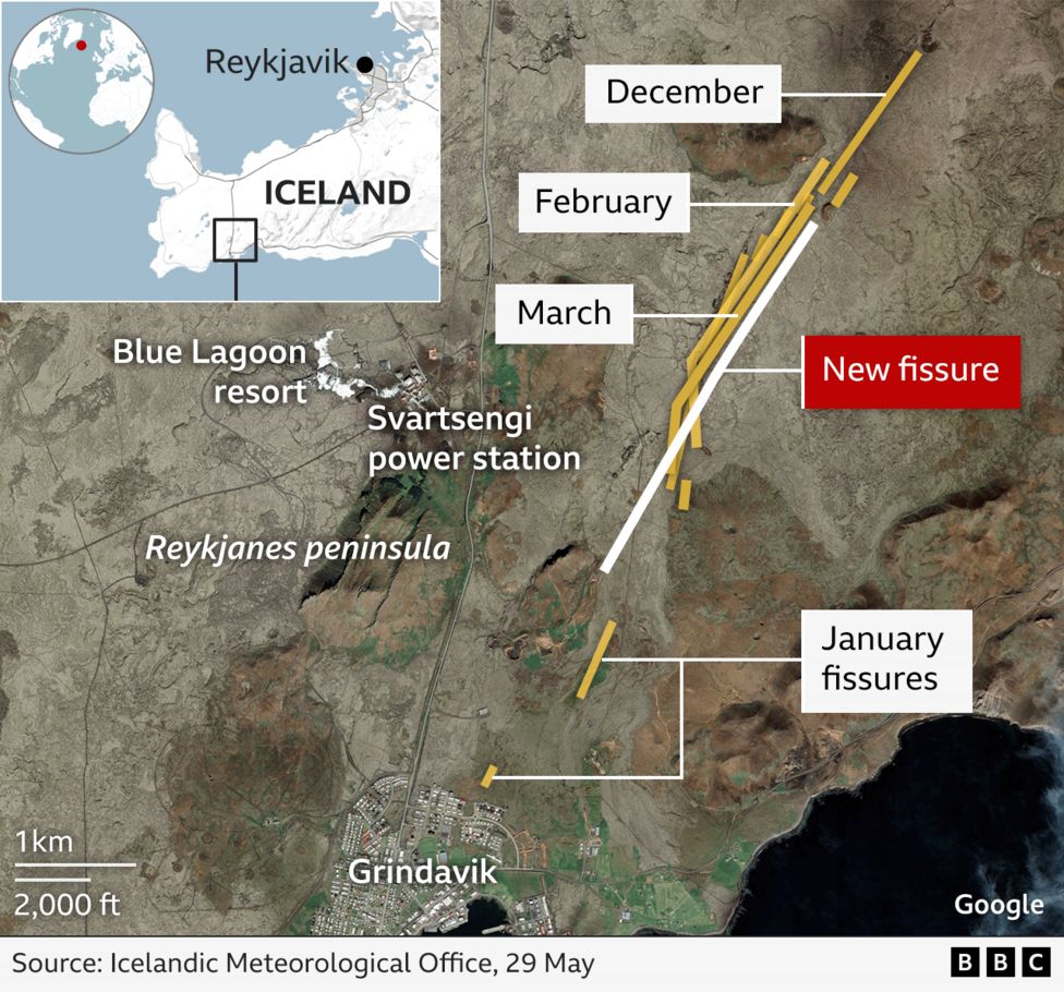 Iceland volcano: Concern for town of Grindavik after new eruption - BBC ...