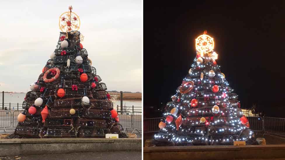 Wells-next-the-Sea crab pot Christmas tree is a festive hit - BBC News