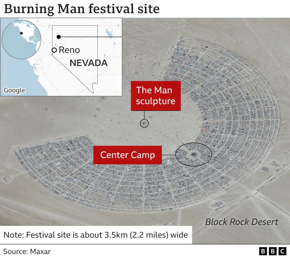 Thousands queue for hours to leave Burning Man festival - BBC News