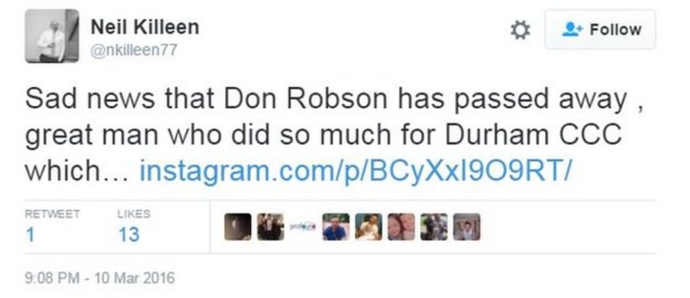 Don Robson: Former Durham chairman and council leader dies, aged 82 ...