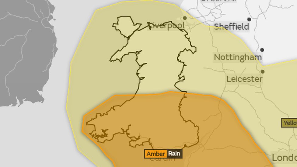 Storm and torrential rain weather warning for Wales - BBC News
