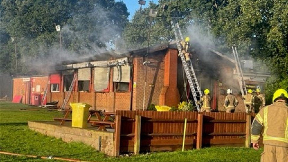 Solihull football clubhouse 'completely destroyed' by fire - BBC News