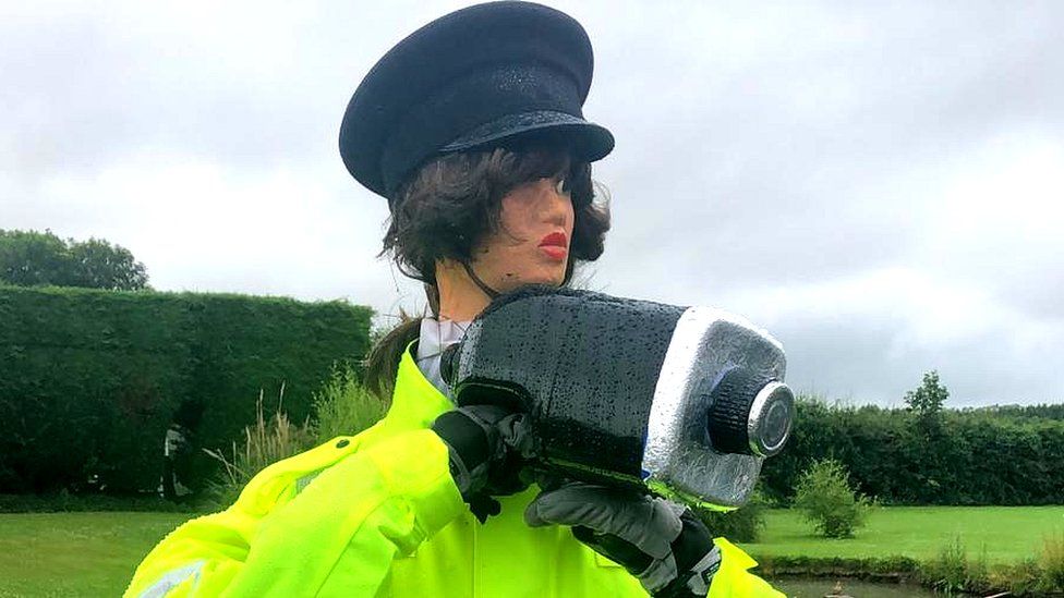 Scarecrow police officer slows speeding drivers in Lydiate - BBC News
