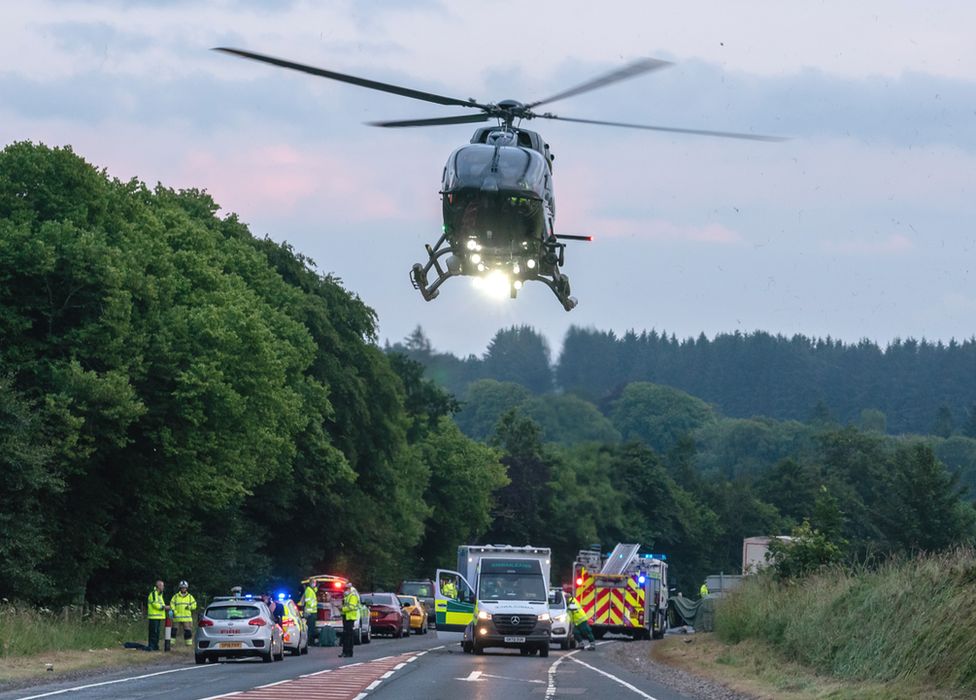 Teenager dies and three others hurt in A96 crash - BBC News