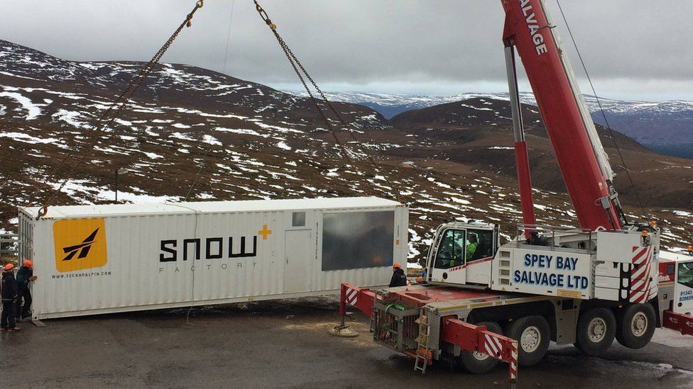 'Snowy McSnowface' factory making snow in Cairngorms - BBC News