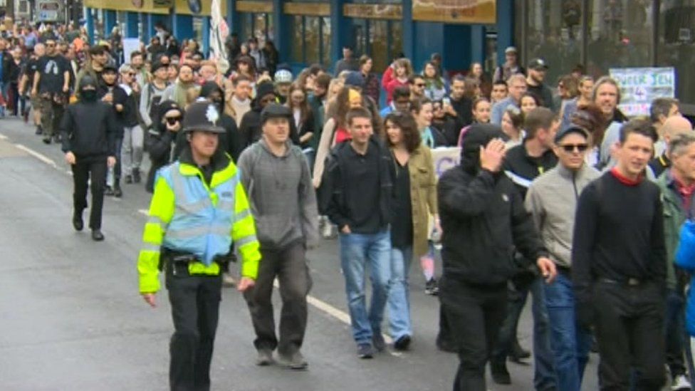 Brighton demo arrests: 14 suspects in custody - BBC News