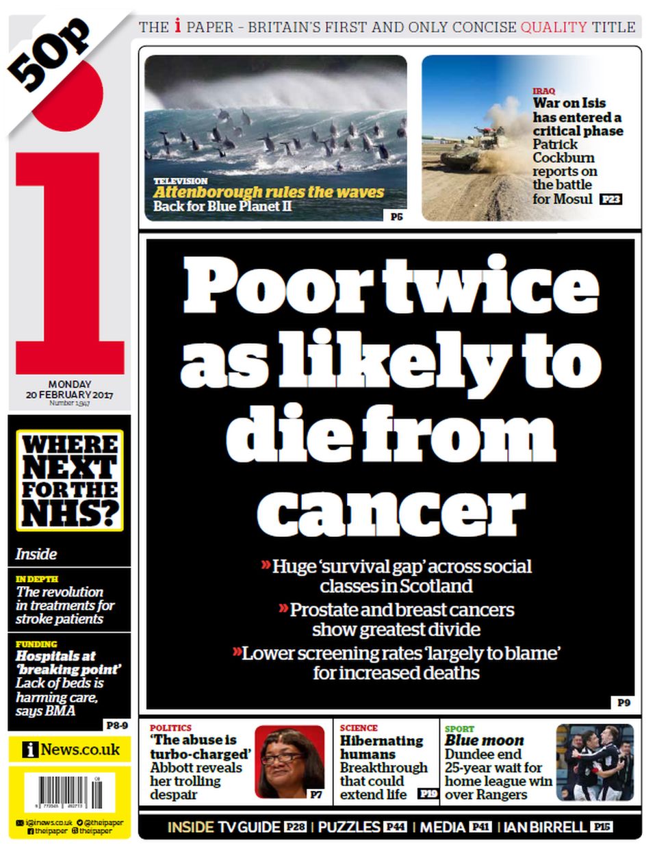 Scotland's papers: River tragedy and cancer 'survival gap' - BBC News