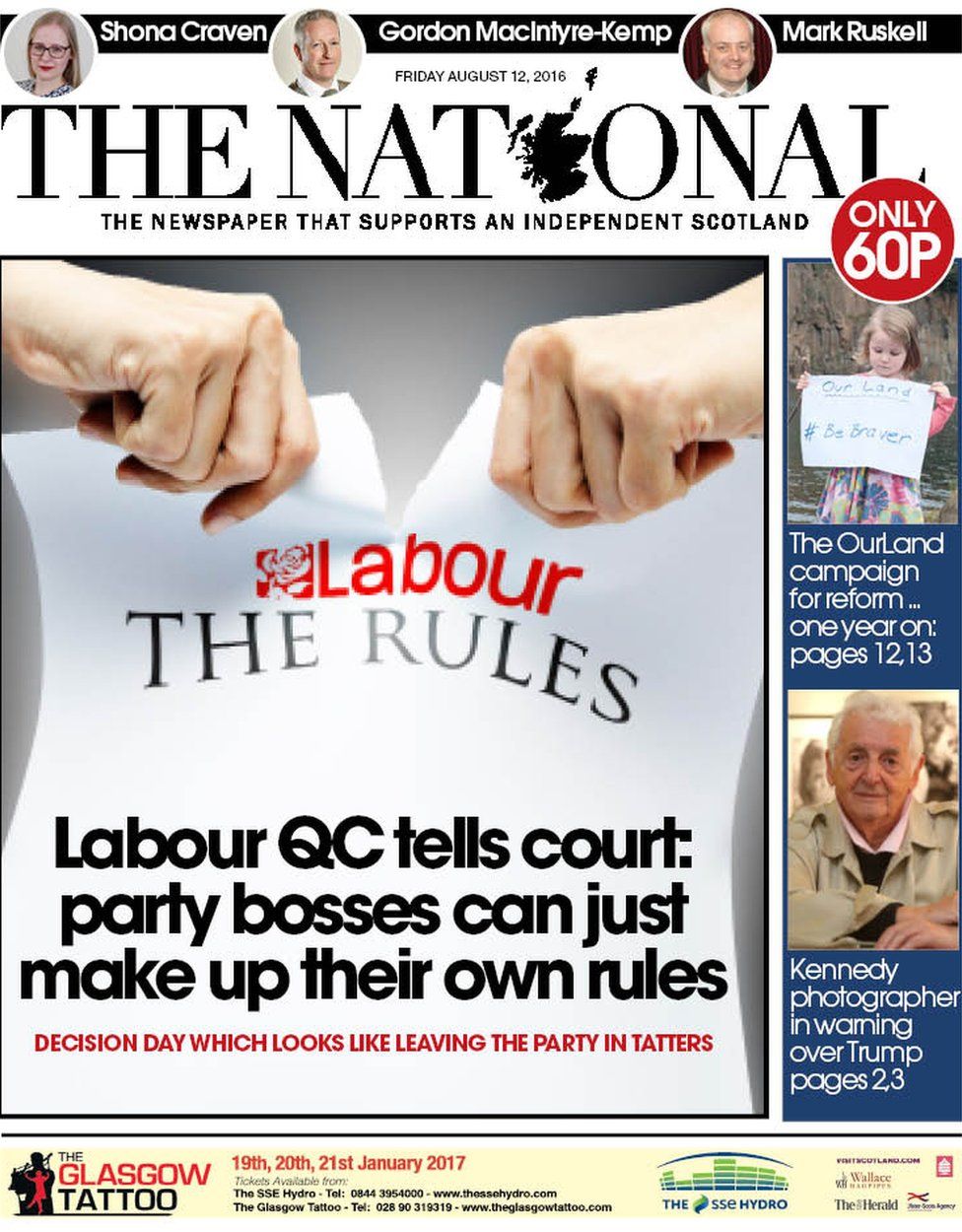 Scotland's papers: 'Katherine The Great' and TV's Meldrew ill - BBC News