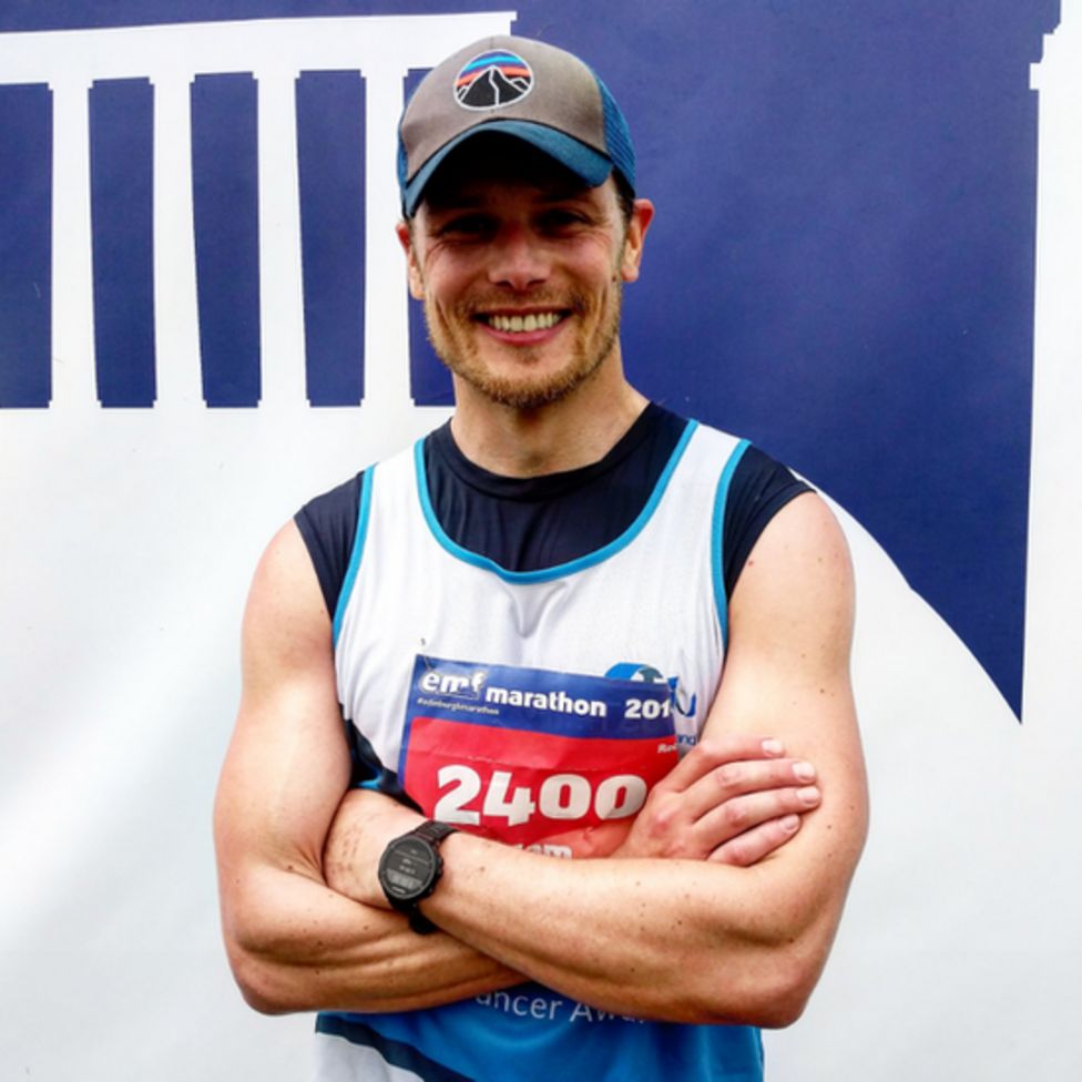 Outlander star Sam joins Edinburgh Marathon runners - BBC News