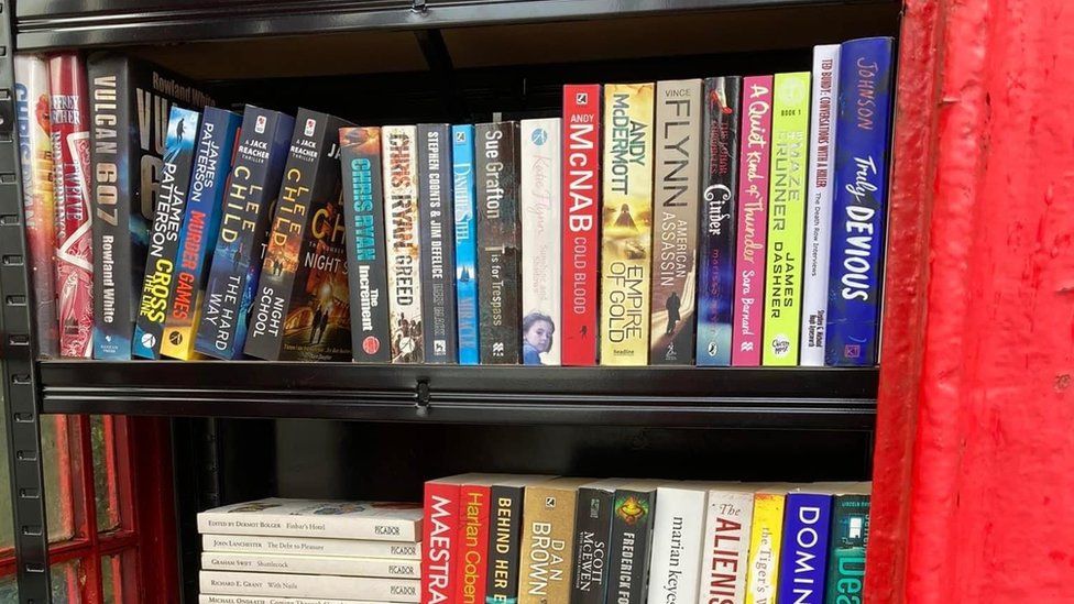 Girl, 9, transforms Endon phone box into mini library - BBC News