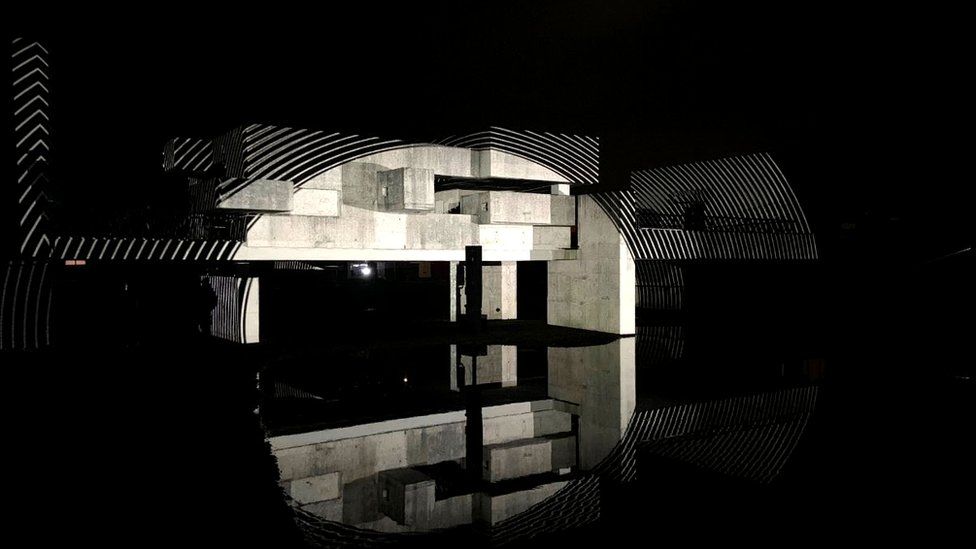 Peterlee's Apollo Pavilion illuminated for anniversary - BBC News