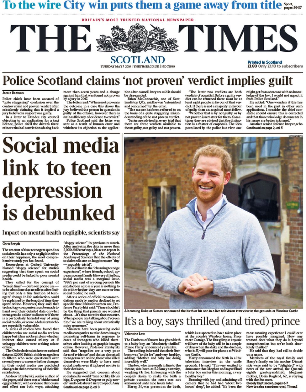 Scotland's papers: Prince Harry's delight at baby boy - BBC News