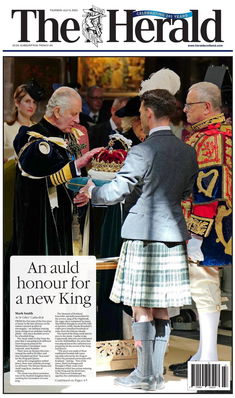 Scotland's papers: 'Crown and glory' for King Charles - BBC News