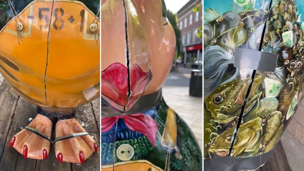 Hull art trail puffin statue damaged by vandals - BBC News