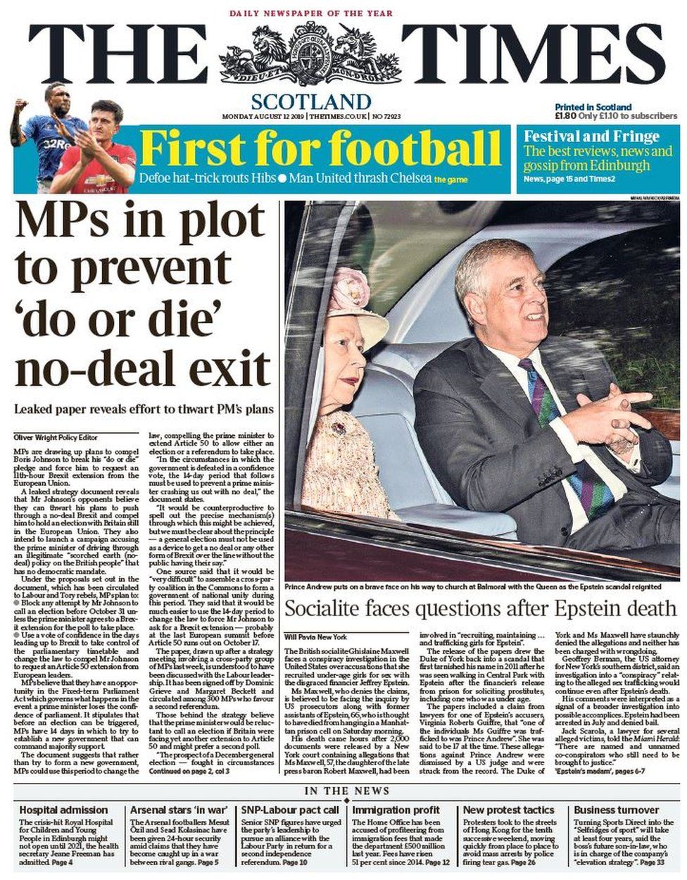 Scotland's papers: Labour 'crisis summit' and Epstein claims - BBC News