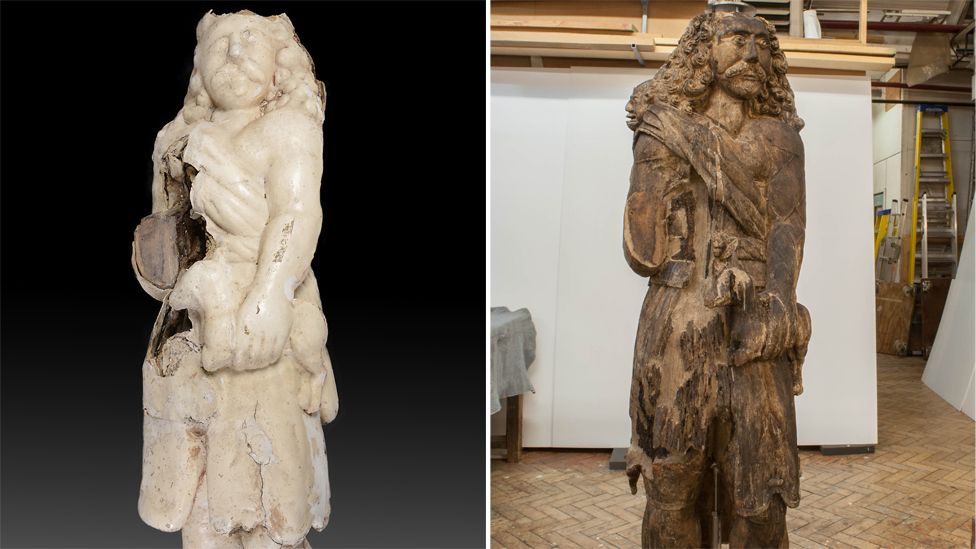 Statue of Samson from Norwich nightspot back on display - BBC News