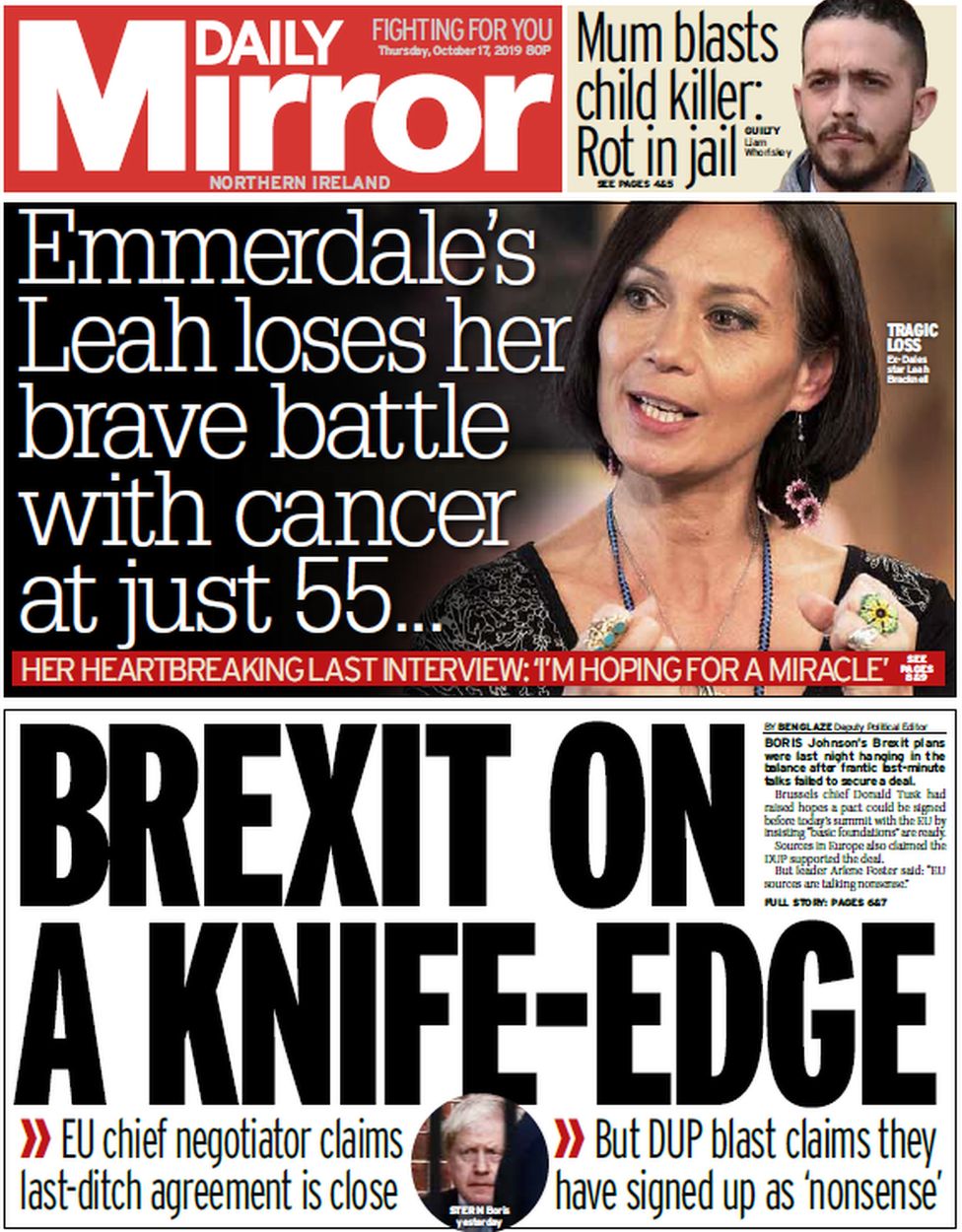 NI newspapers: 'Summit wrong' as PM faces uphill Brexit battle - BBC News