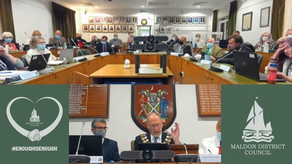 Maldon council meeting abandoned again due to disruption - BBC News