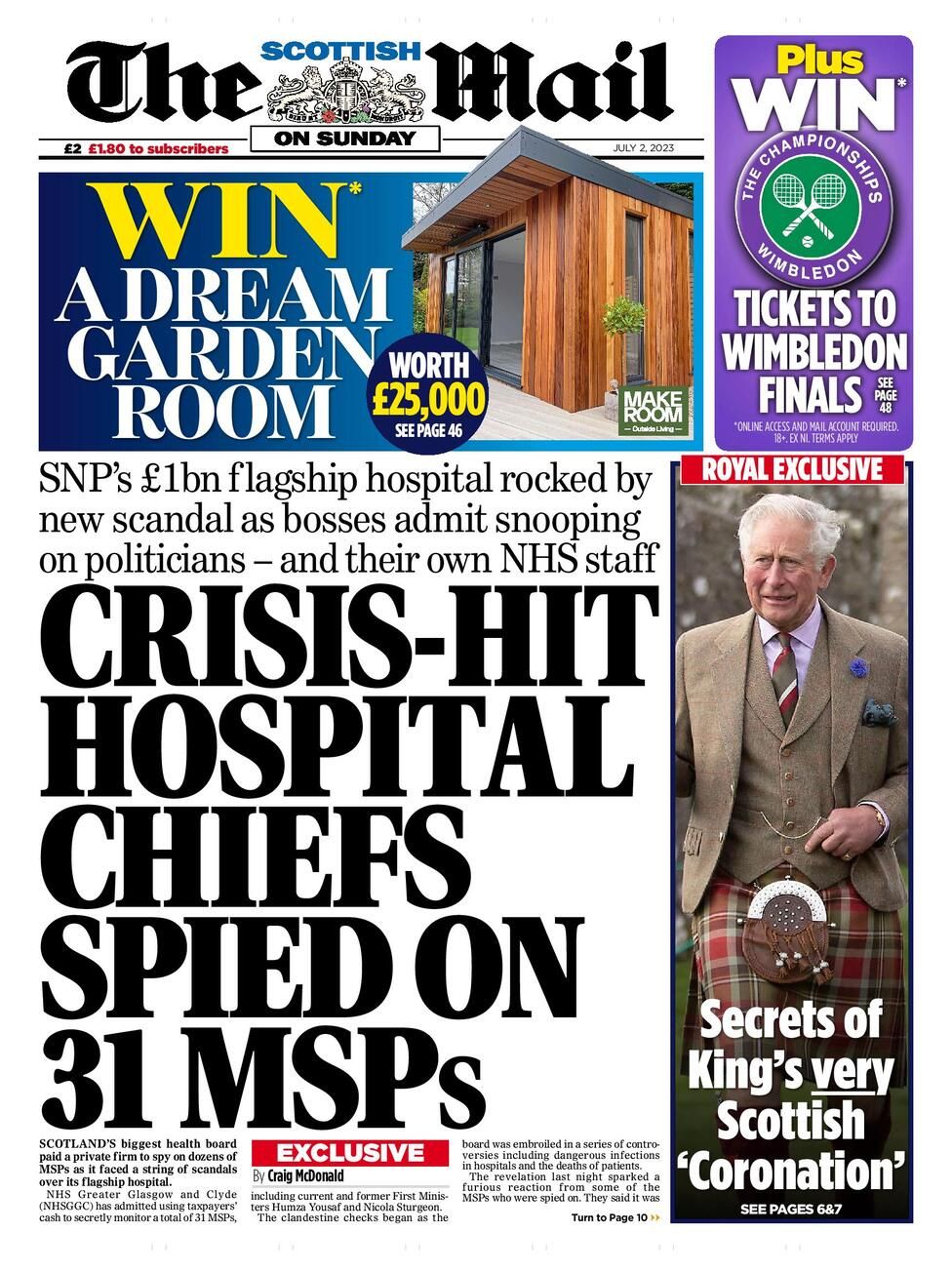 Scotland's papers: NHS board 'spied on MSPs' and 100 days of Yousaf ...