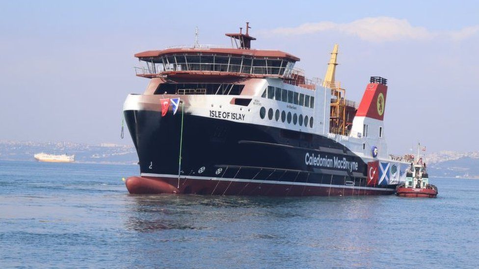 New CalMac ferry for Islay and Jura launches in Turkey - BBC News