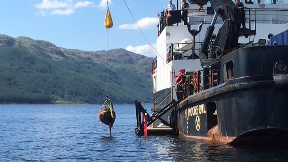Divers recover World War Two Highball bomb from Loch Striven - BBC News