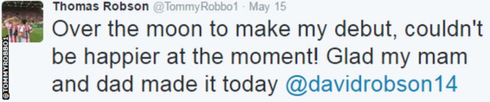 Thomas Robson: Sunderland defender says debut was a 'dream' - BBC Sport