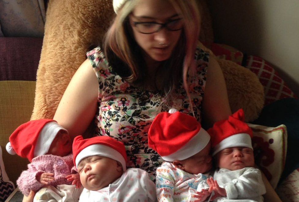 Premature quadruplets home for Christmas in Birmingham - BBC News