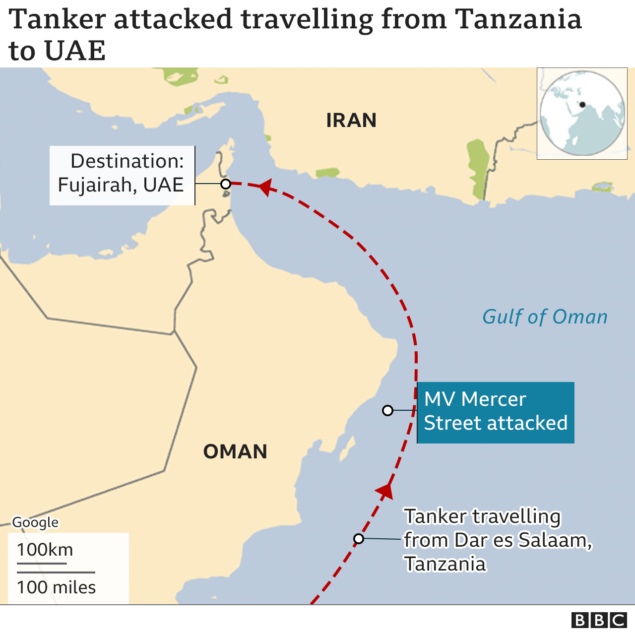 UK and Iran summon diplomats after tanker attack - BBC News