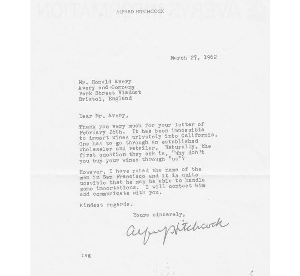 Alfred Hitchcock letter found at Bristol wine merchant's - BBC News
