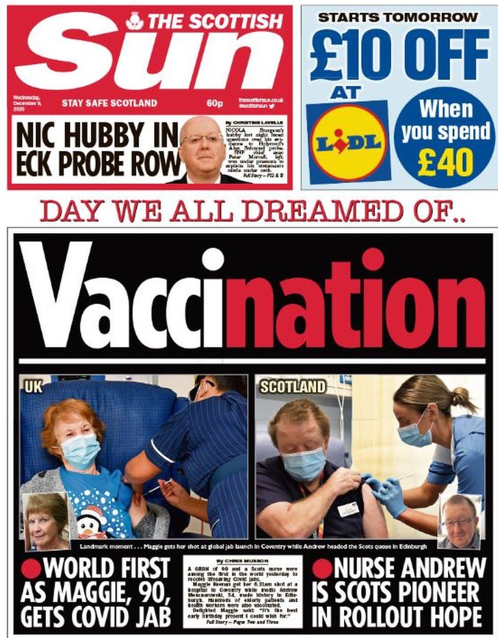 Scotland's papers: Vaccination rollout the 'beginning of the end' - BBC ...