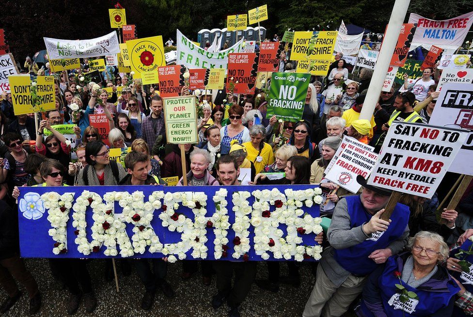 North Yorkshire fracking meeting draws protesters - BBC News