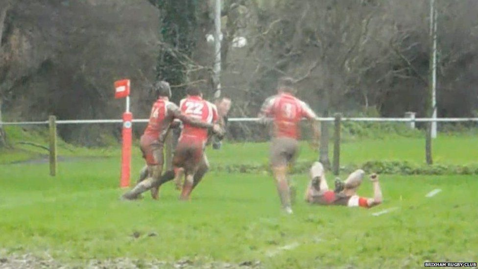 Rugby player dives over wrong line, celebrates and is pummelled by ...