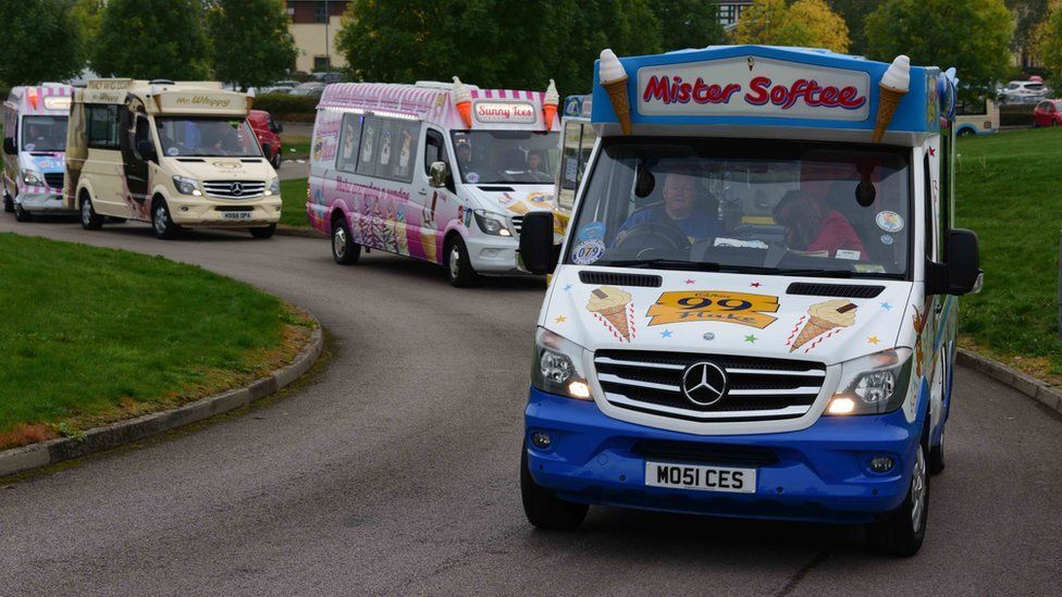 Ice cream van convoy tribute to 'legend' Pasquale Marucci - BBC News