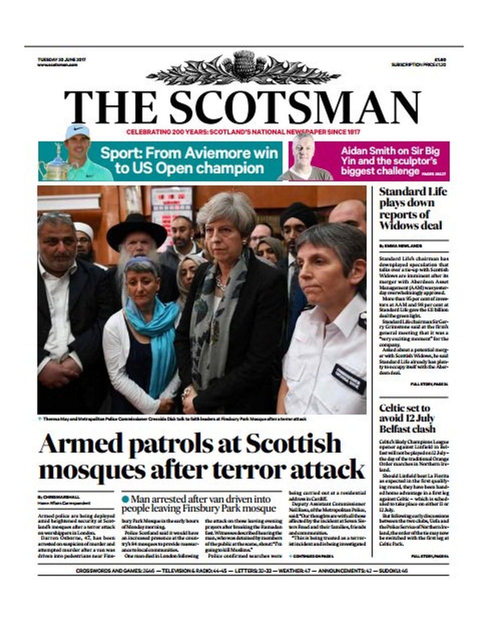 Scotland's papers: Mosque suspect identified - BBC News
