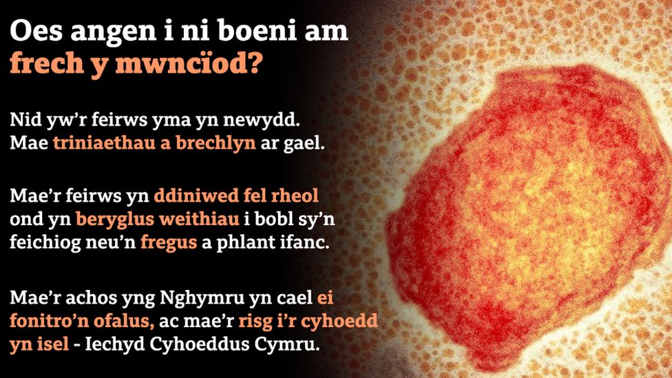 Canfod yr achos cyntaf o frech y mwncïod yng Nghymru - BBC Cymru Fyw