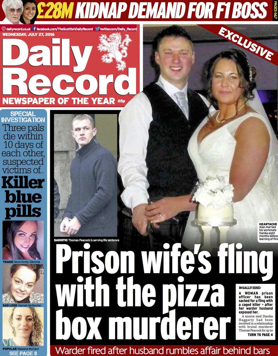 Scotland's papers: Priest's murder and prison guard fling - BBC News