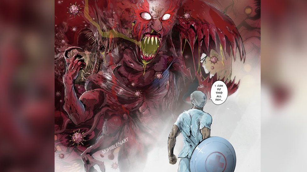 Coronavirus: Norwich comic book artist MJ Hiblen draws NHS 'heroes' - BBC News