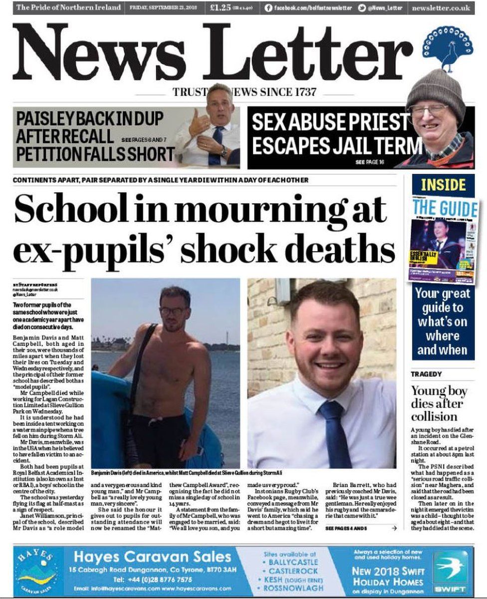 NI paper review: Family's 'shock and disbelief' - BBC News