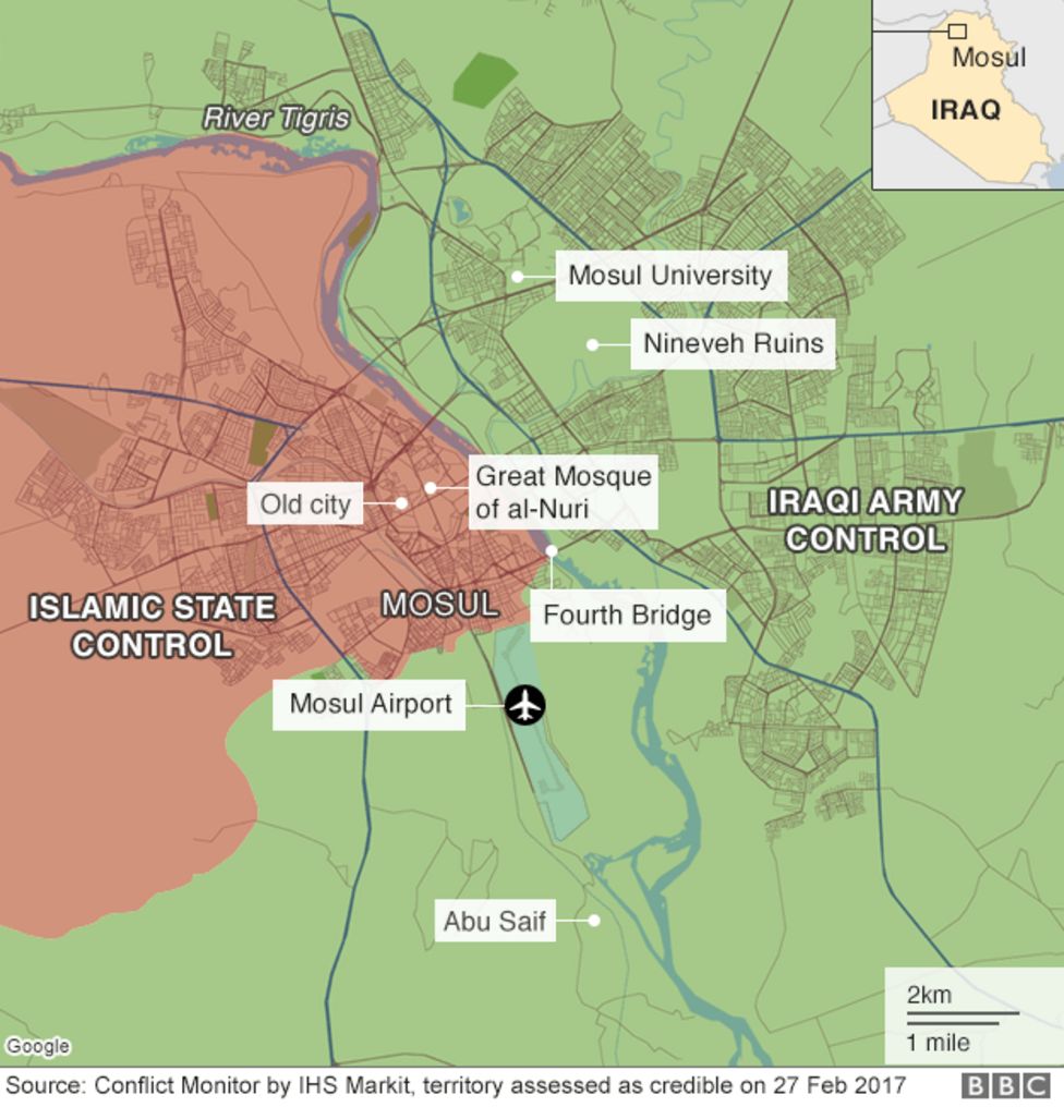 'First chemical attack' in Mosul battle injures twelve - BBC News