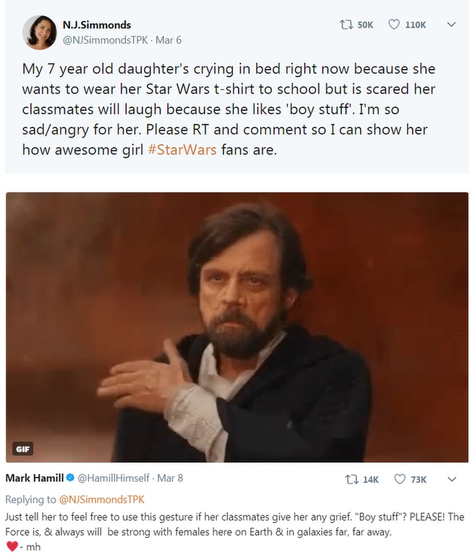 Mark Hamill's special message to the girl scared to wear Star Wars t ...